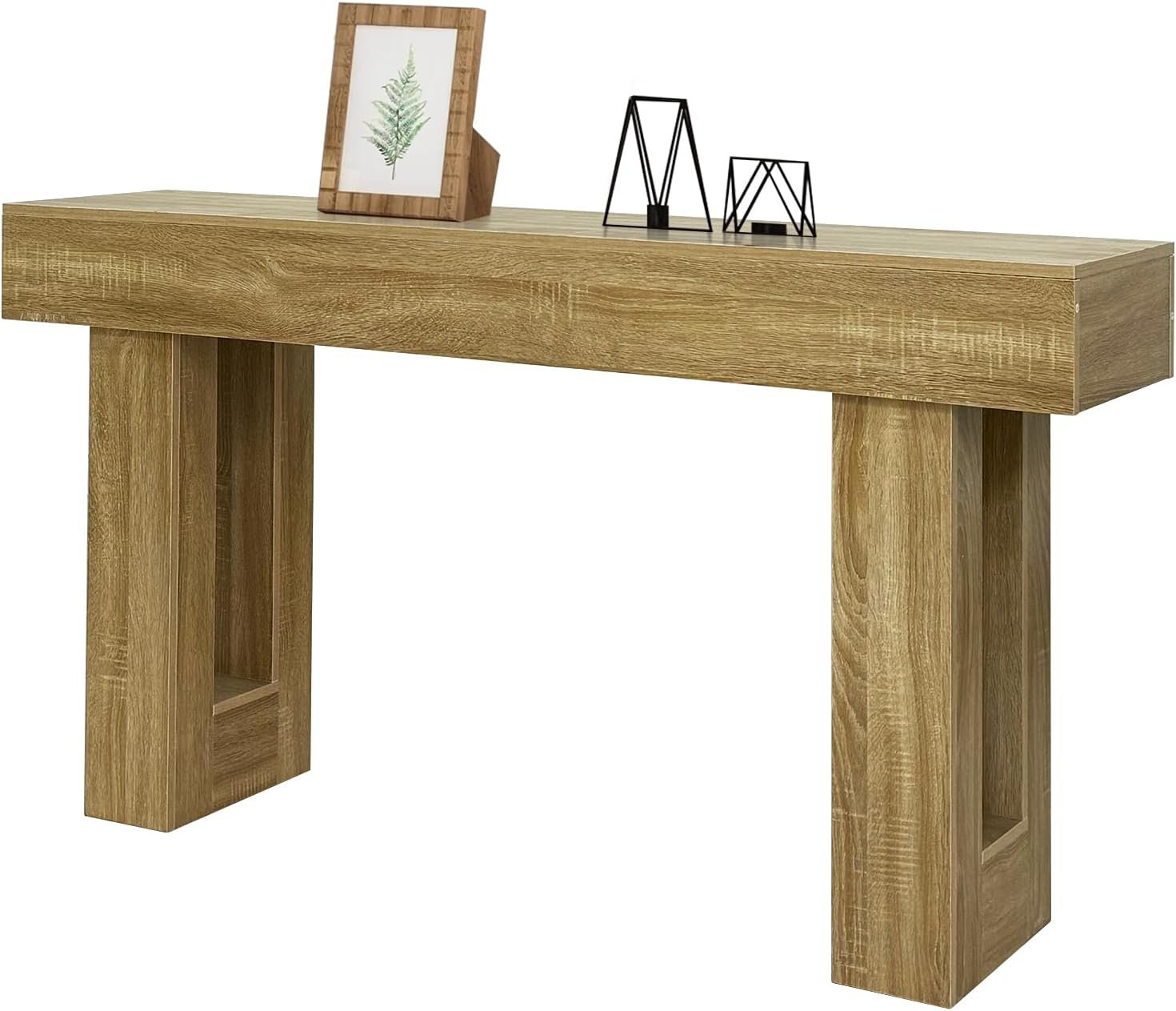Millwood Pines 63" Long Console Table for Entryway, Wood Rectangular Sofa Table Behind The Couch ...